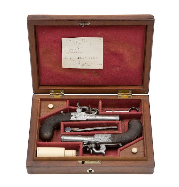 Bonhams : A Cased Pair Of 120-Bore Box-Lock Pocket Pistols For 'Top-Hat ...