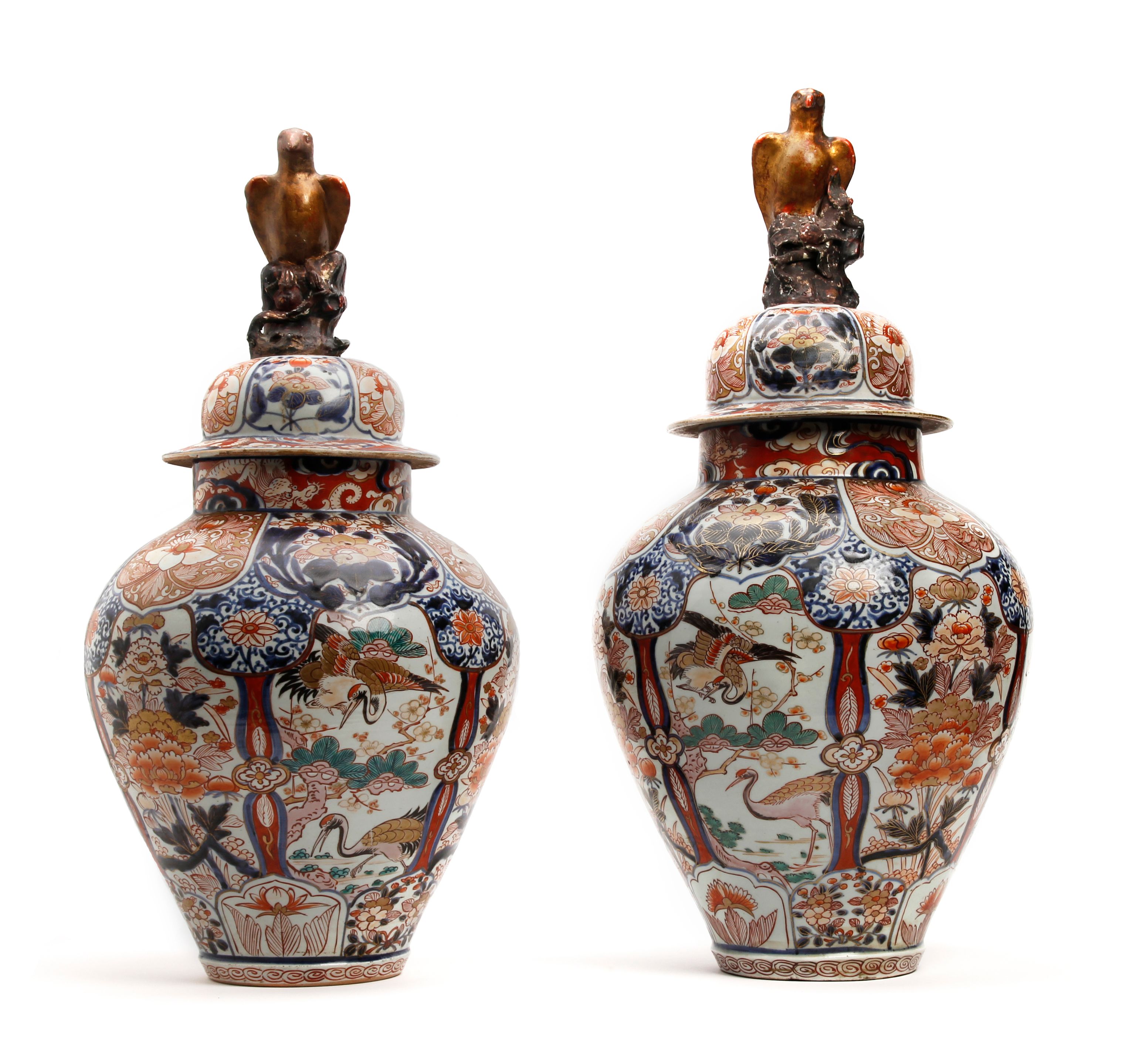 Bonhams : A pair of Japanese Arita baluster Jars and Covers Circa 1700