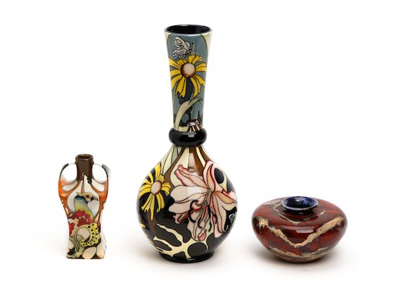 Bonhams : A collection of Black Ryden art pottery items