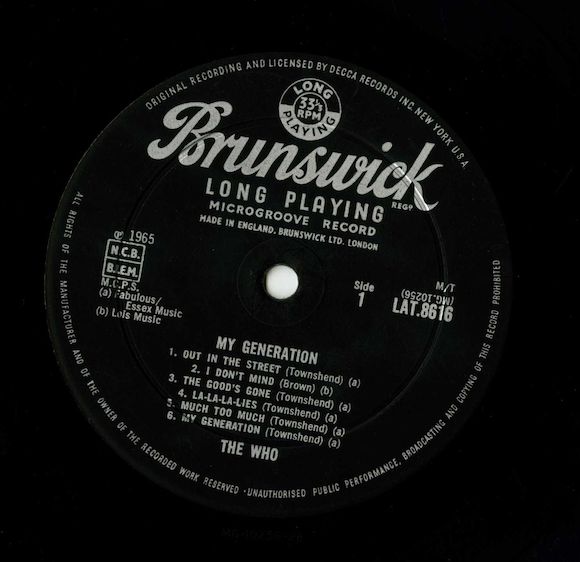 Bonhams : The Who: 'My Generation' LP, 1965,