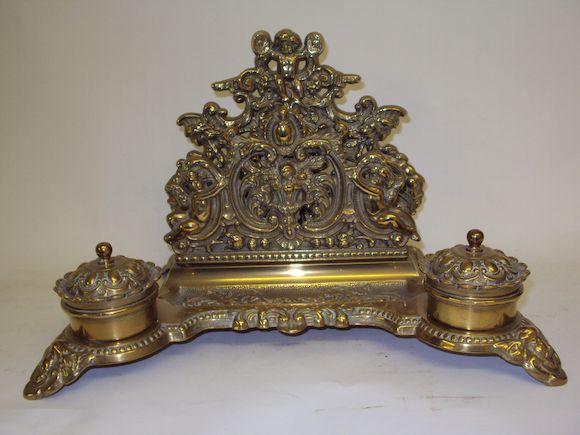 Bonhams : A 19th century gilt-brass inkstand