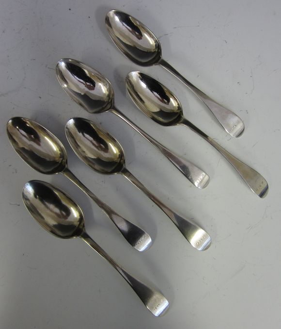 Bonhams : Five silver Dutch Old English patten table spoons marks ...