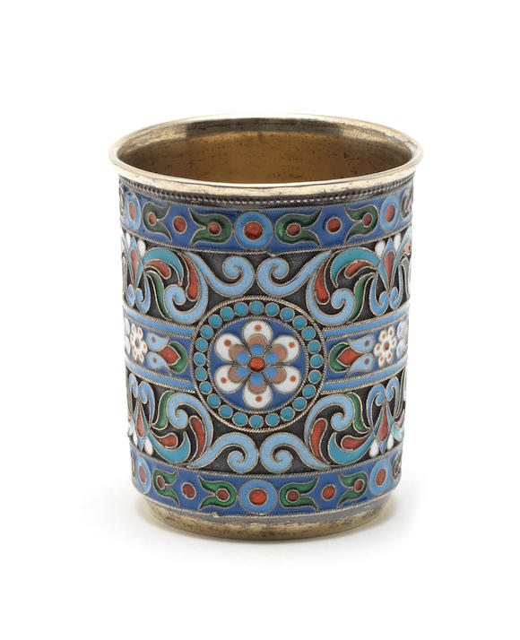 Bonhams A Late 19th Century Russian Silver And Enamel Vodka Cup By