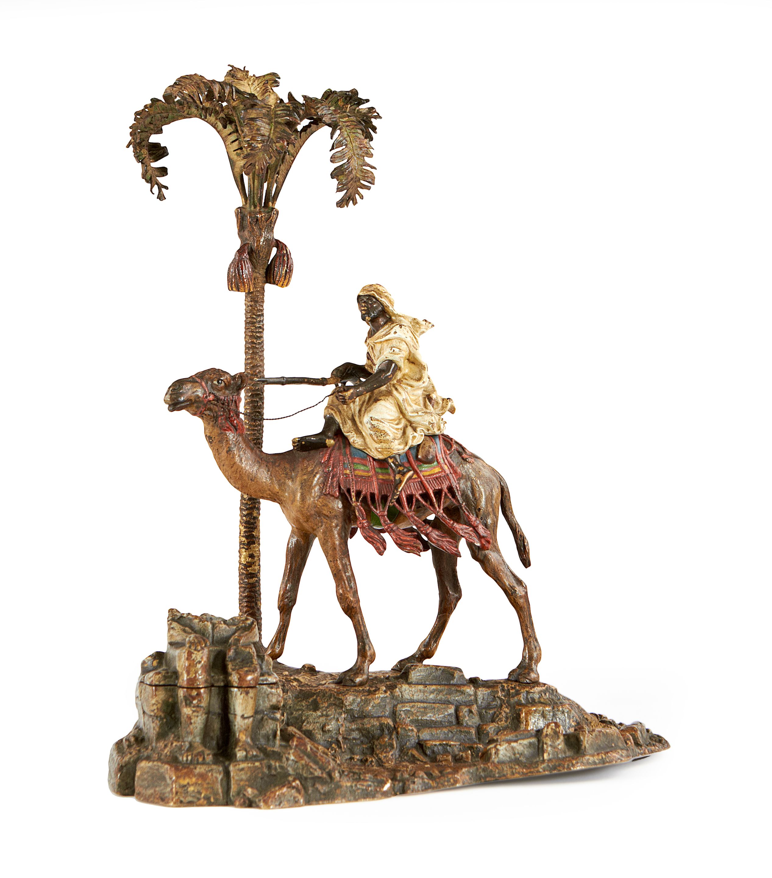 Bonhams : Franz Bergman, Austrian (1861-1936) A cold painted bronze figural inkwell modelled as ...