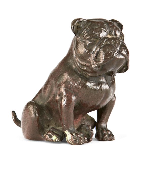 Bonhams : A late 19th / early 20th bronze model of a bulldog