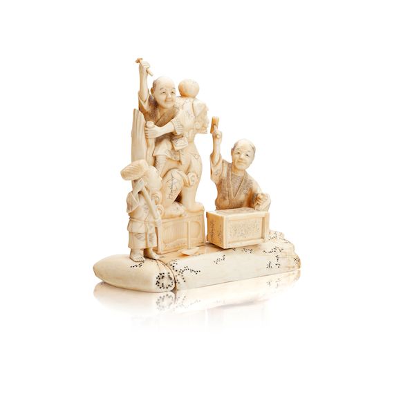 Bonhams : A sectional marine ivory group Meiji/Taisho
