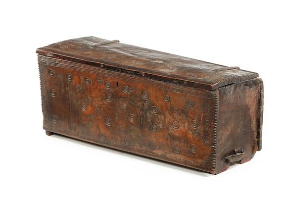 Bonhams : A rare early 16th century oak boarded chest Welsh, circa 1500