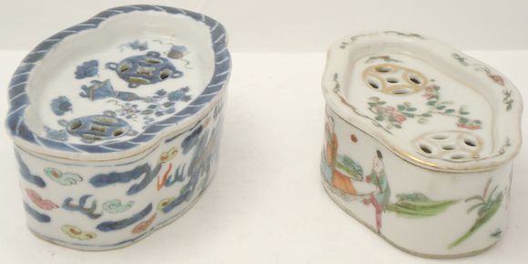 Bonhams : Two famille rose cricket boxes with covers 19th century