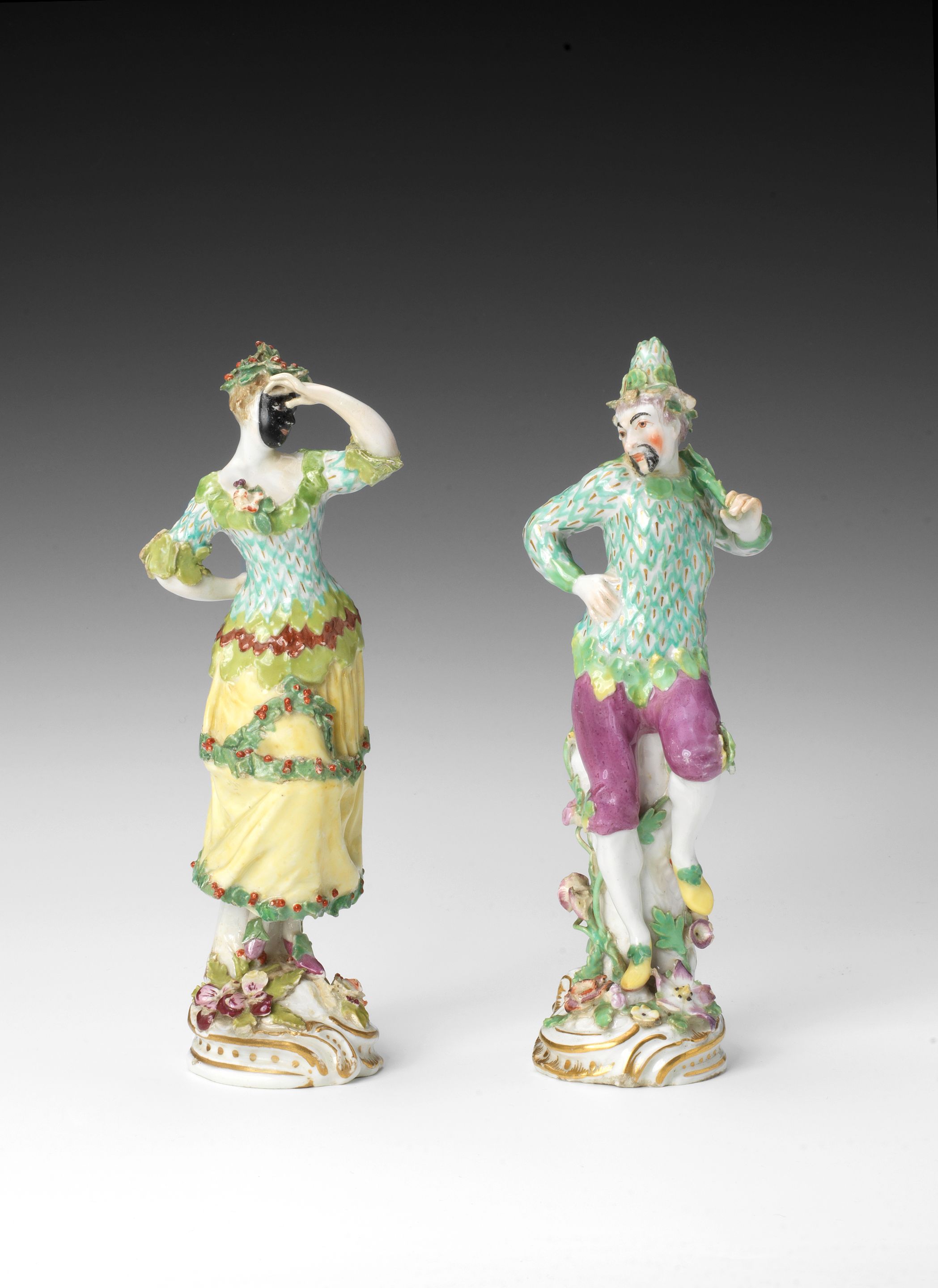 A rare pair of Chelsea figures of Ranelagh Masqueraders, circa 1759-63 ...
