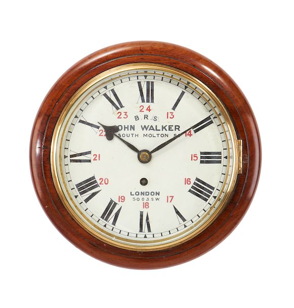 Bonhams : A Victorian mahogany railway wall fusee timepiece