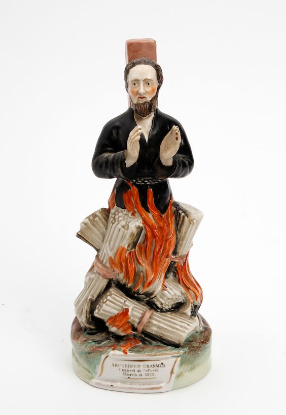 Bonhams : A Staffordshire figure group of Archbishop Cranmer Mid 19th ...