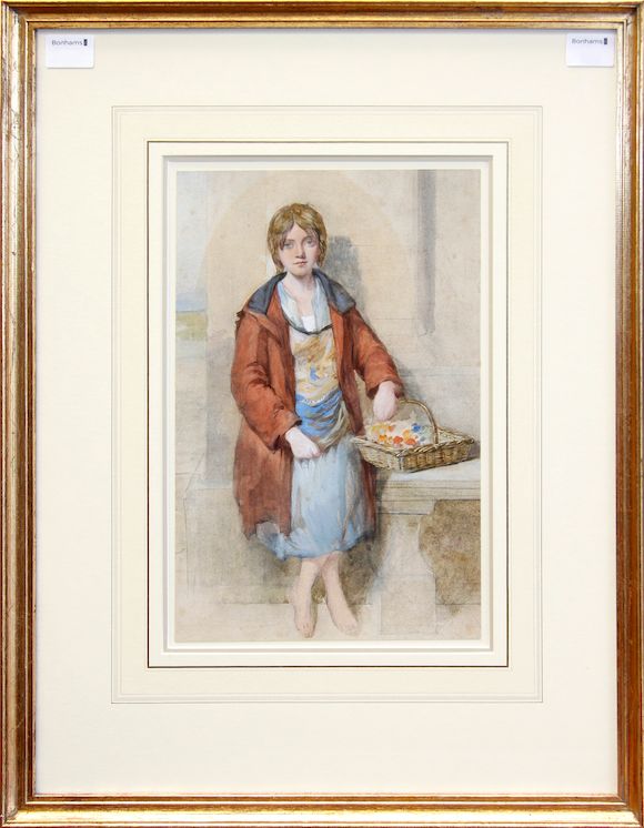 Bonhams : Octavius Oakley (British, 1800-1867) Young flower seller,