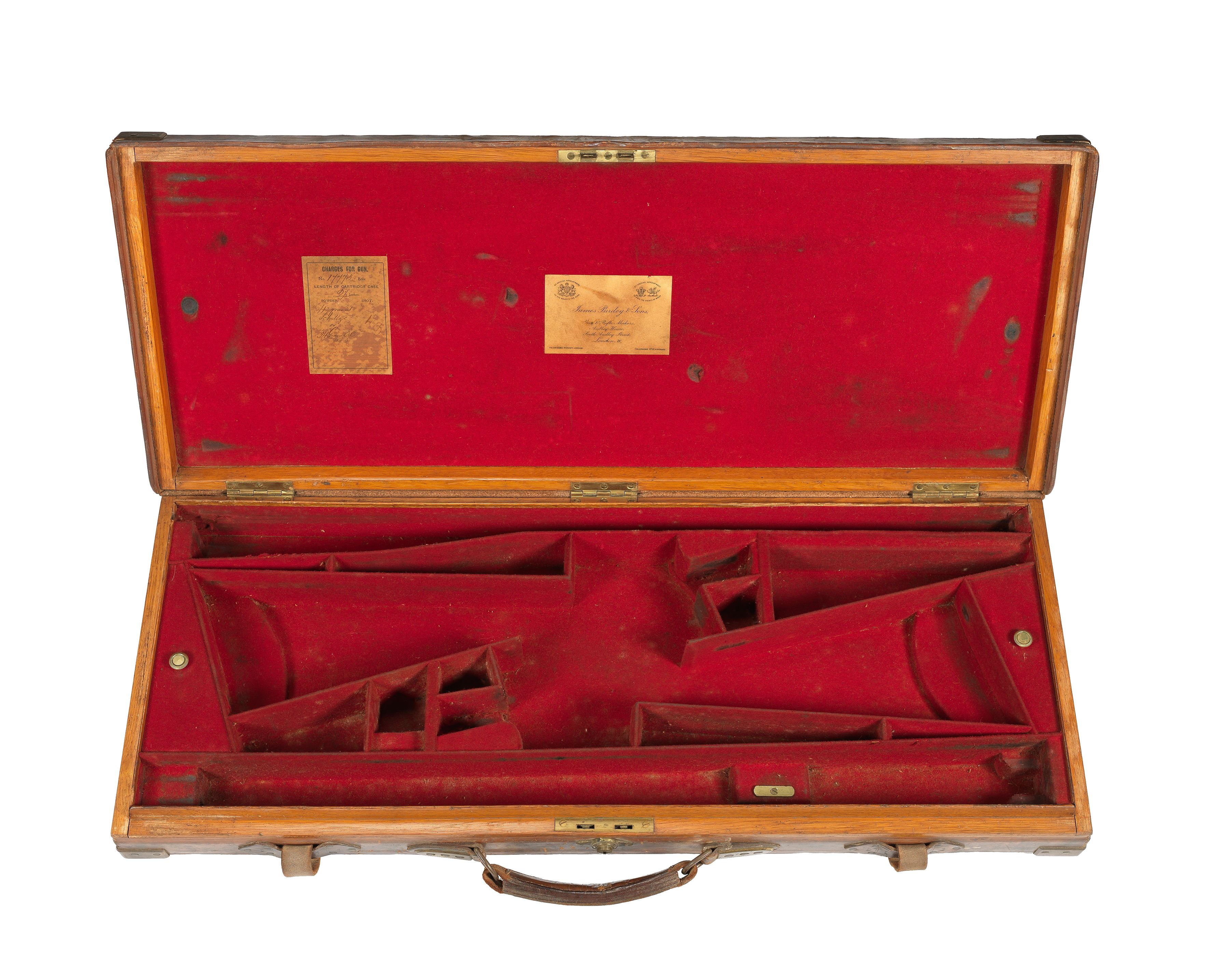 Bonhams : A James Purdey & Sons brass-mounted oak and leather double ...