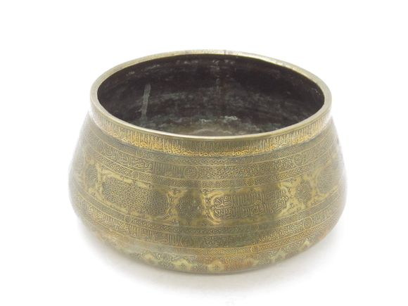 Bonhams : A brass Cairo-ware bowl