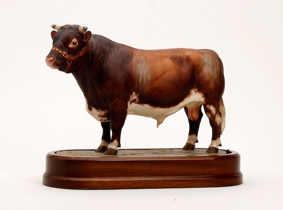 Bonhams : A Royal Worcester model of a 'Dairy Shorthorn Bull' by Doris ...