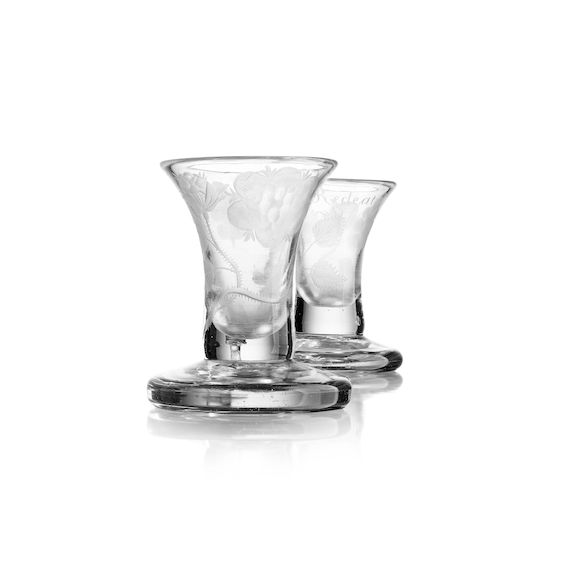 Bonhams : Two Jacobite firing glasses Circa 1750