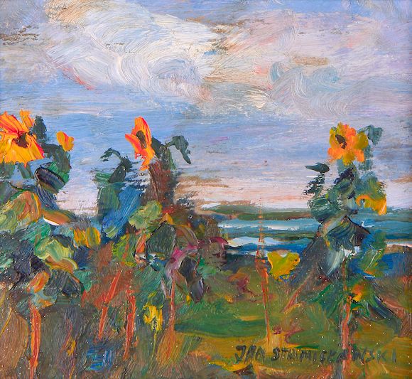 Bonhams : Jan Stanislawski (Polish, 1860-1907) Study of sunflowers