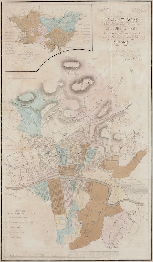 Bonhams : MAP - GLASGOW CLELAND (JAMES) Map of the Ten Parishes within ...