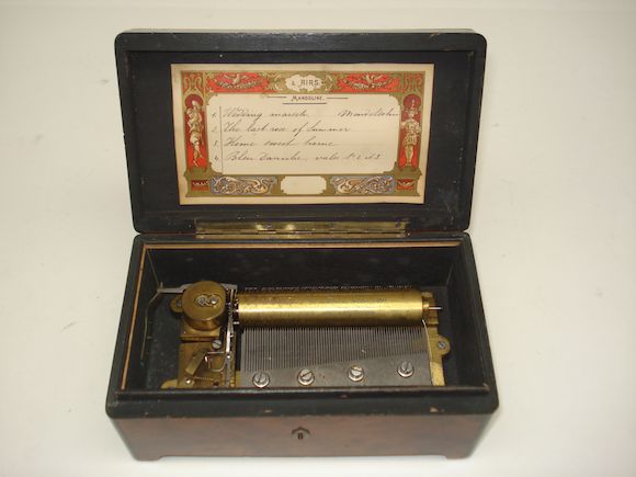 Bonhams : A small Mandoline musical box, by Troll & Baker circa 1885,