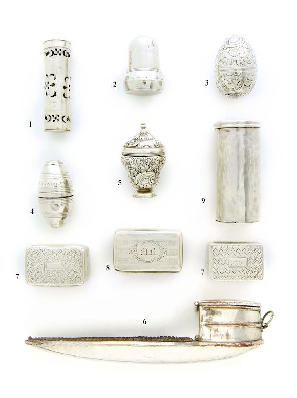 Bonhams : A William III silver cylindrical nutmeg grater maker's mark ...