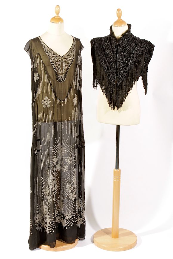 Bonhams : A 1920s beaded flapper dress and an Edwardian cape
