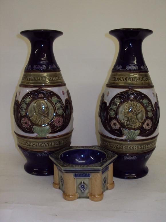 Bonhams A Pair Of Commemorative Royal Doulton Vases