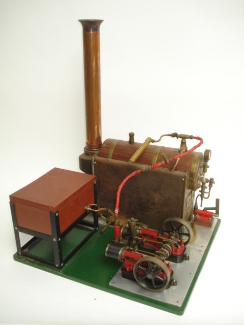 Bonhams : Horizontal boiler and twin cylinder steam plant set