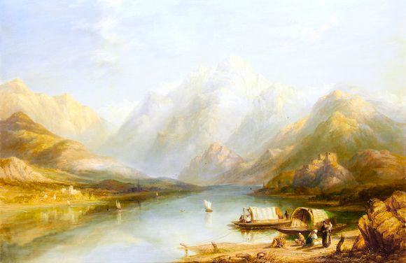 Bonhams : Joseph Paul Pettitt (British, 1812-1882) View of lake Como ...