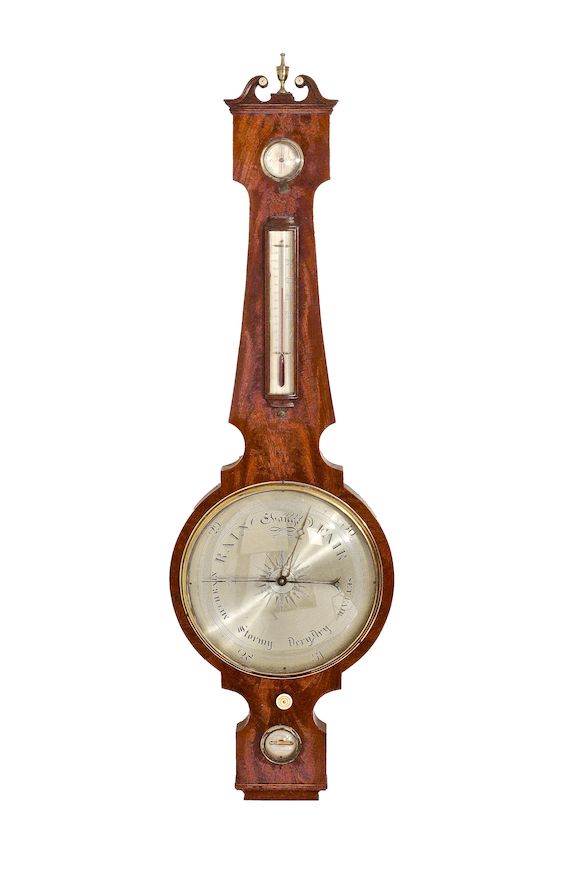 Bonhams : A 19th Century mahogany wheel barometer Barmaschino, Gravesend,