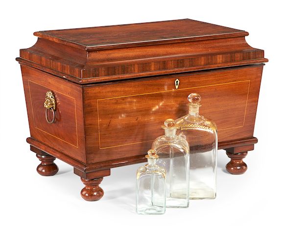 Bonhams : A Victorian mahogany and rosewood banded decanter box with ...