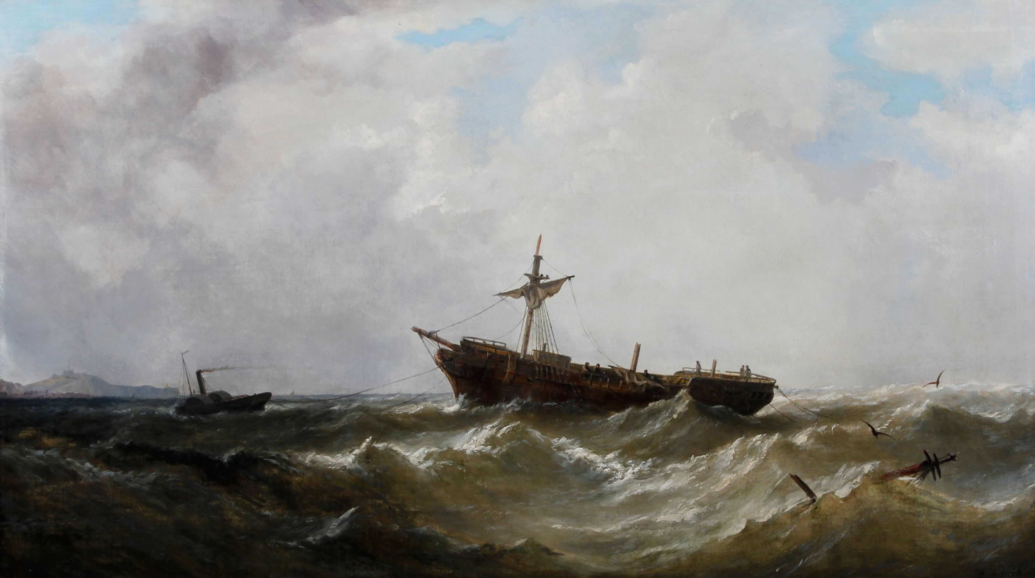 Bonhams : William Adolphus Knell (British, 1802-1875) Dismasted vessel ...