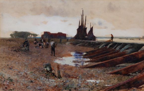 Bonhams : Hector Caffieri, RI, RBA (British, 1847-1932) Beach scene ...