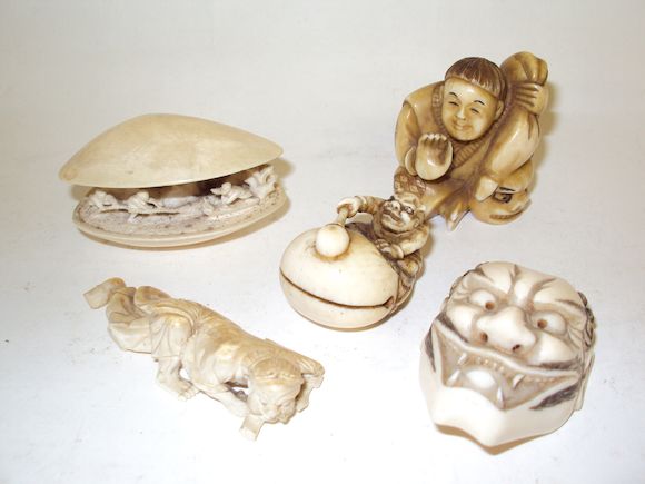 Bonhams : Five small ivory ornaments