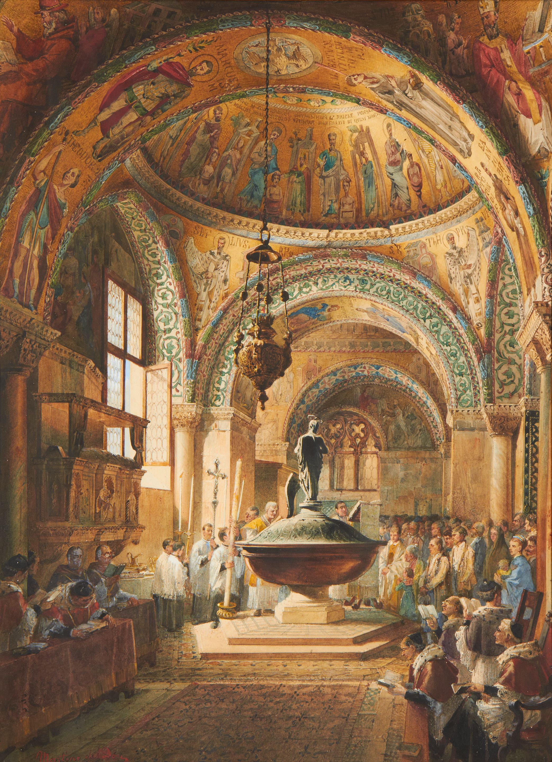 Bonhams : Martino del Don (Italian, 19th century) Baptism scene in St ...