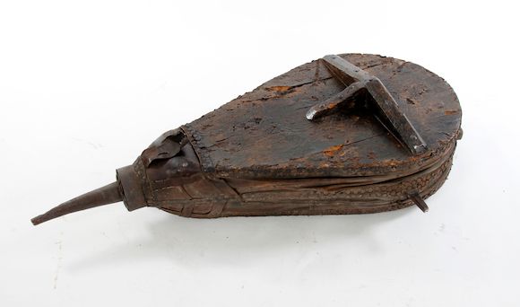 Bonhams : A pair of 19th century elm and iron forge bellows