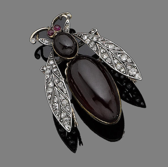 Bonhams A Garnet Ruby And Diamond Brooch