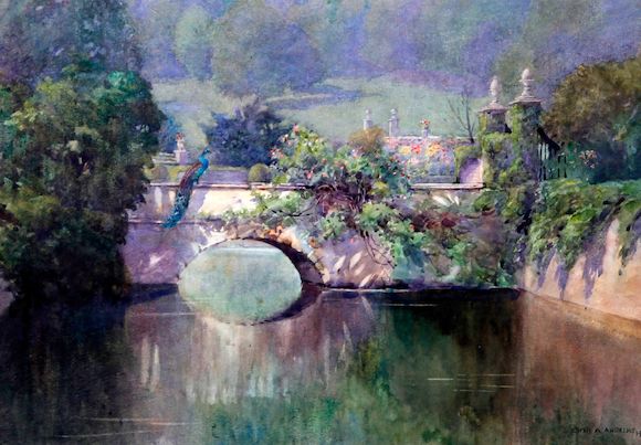 Bonhams : Edith Alice Andrews (British, active 1900-1940) Moat bridge ...