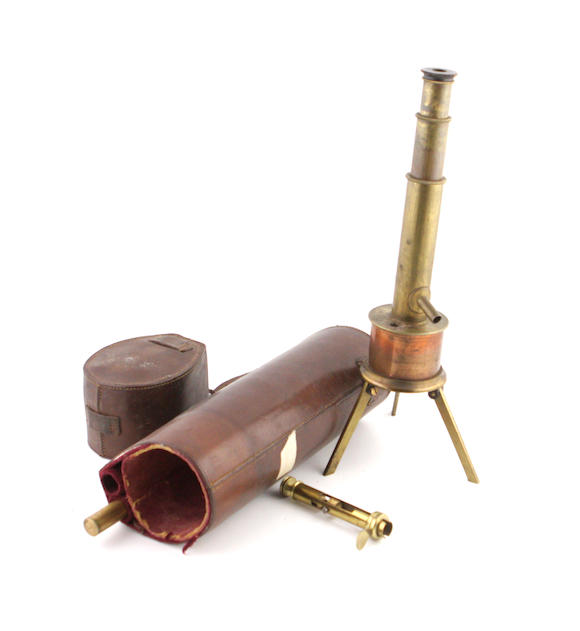 Bonhams An Early 20th Century Lacquered Brass Two Draw Field Microscope