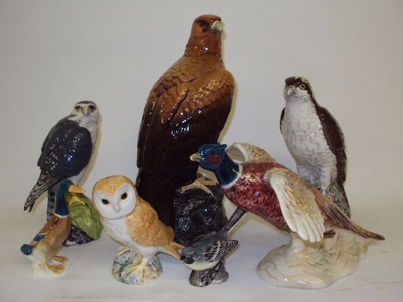 Bonhams : A group of Beswick bird figures and flasks