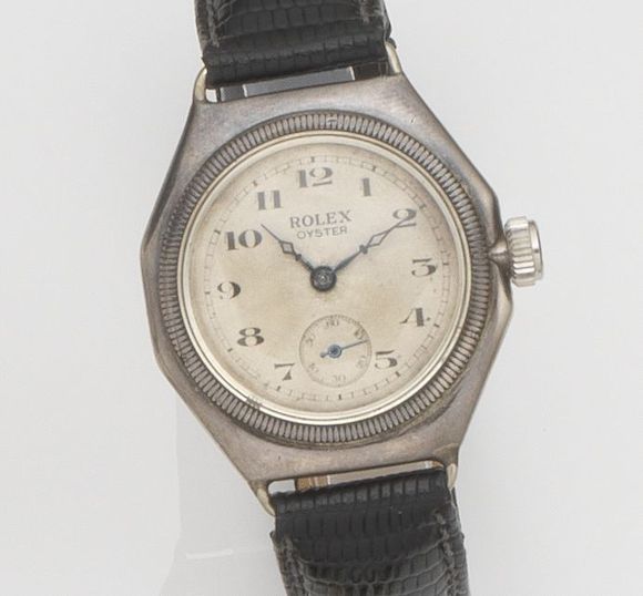 Bonhams : Rolex. A silver manual wind octagonal wristwatchOyster ...
