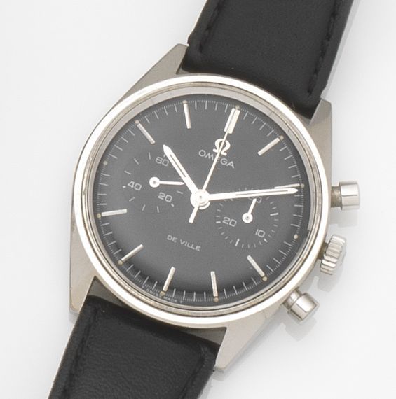 Bonhams : Omega. A stainless steel manual wind chronograph wristwatchDe ...