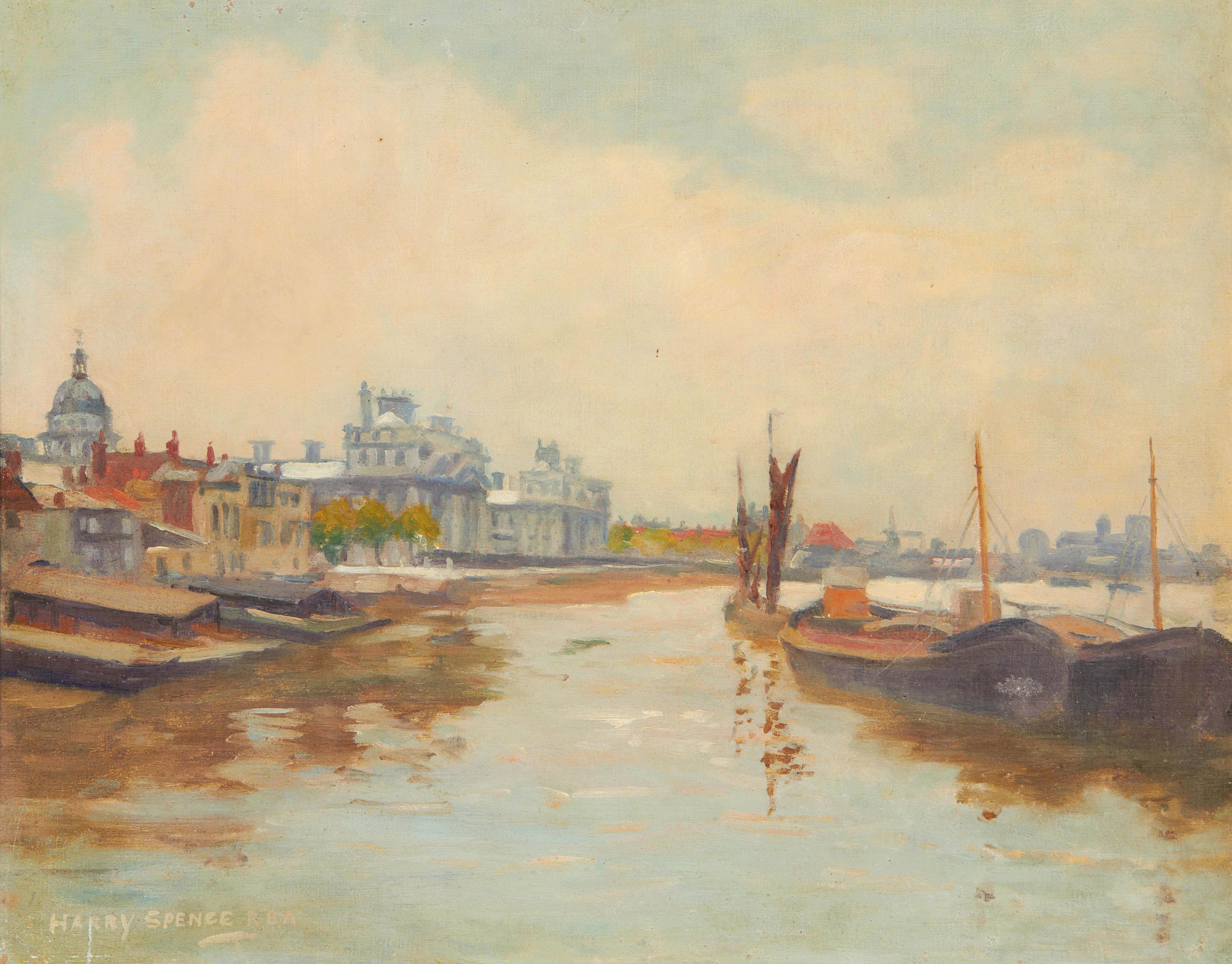 Bonhams : Harry Spence (British, 1860-1928) Thames barges at Greenwich