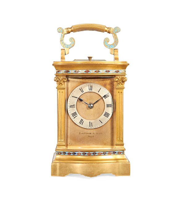 Bonhams : A late 19th century French brass and champlevé enamel ...