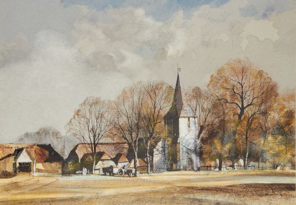 Bonhams : Rowland Hilder (British, 1905-1993) Kent landscape with ...
