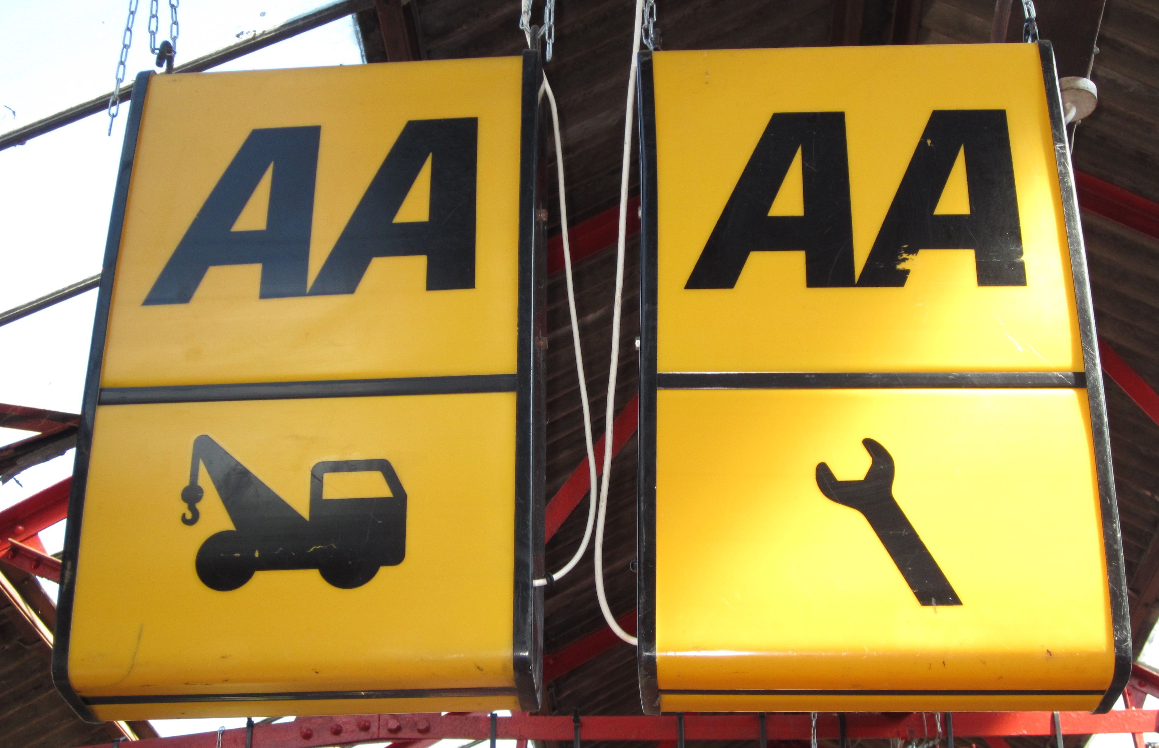 Bonhams Cars : Three illuminated AA signs,