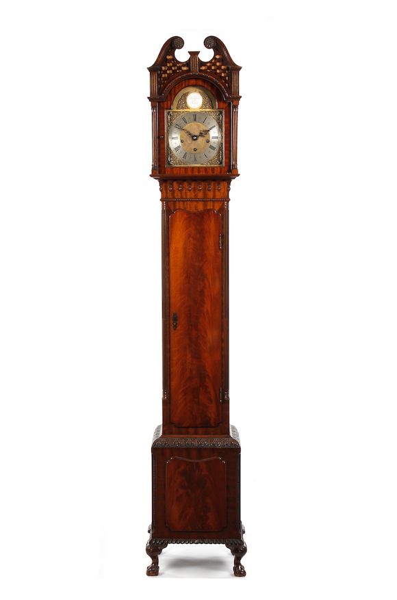 Bonhams : A 20th century mahogany musical longcase clock with ...