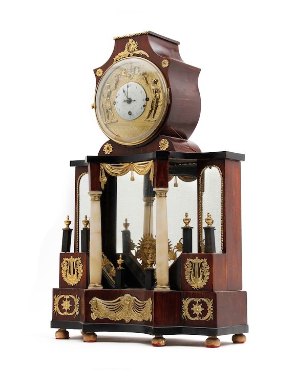 Bonhams : A 19th Century Austrian mahogany table repeater clock with ...