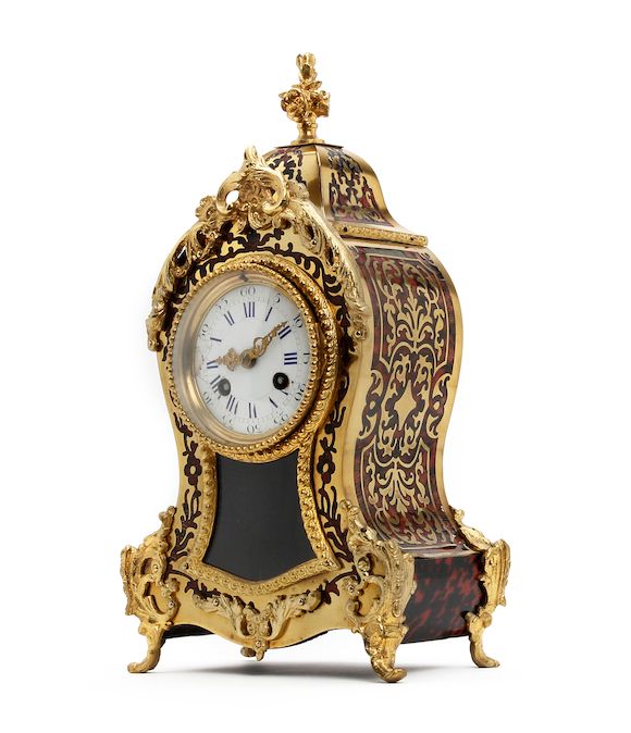 Bonhams : A 19th Century French red boulle mantel clock The back plate ...