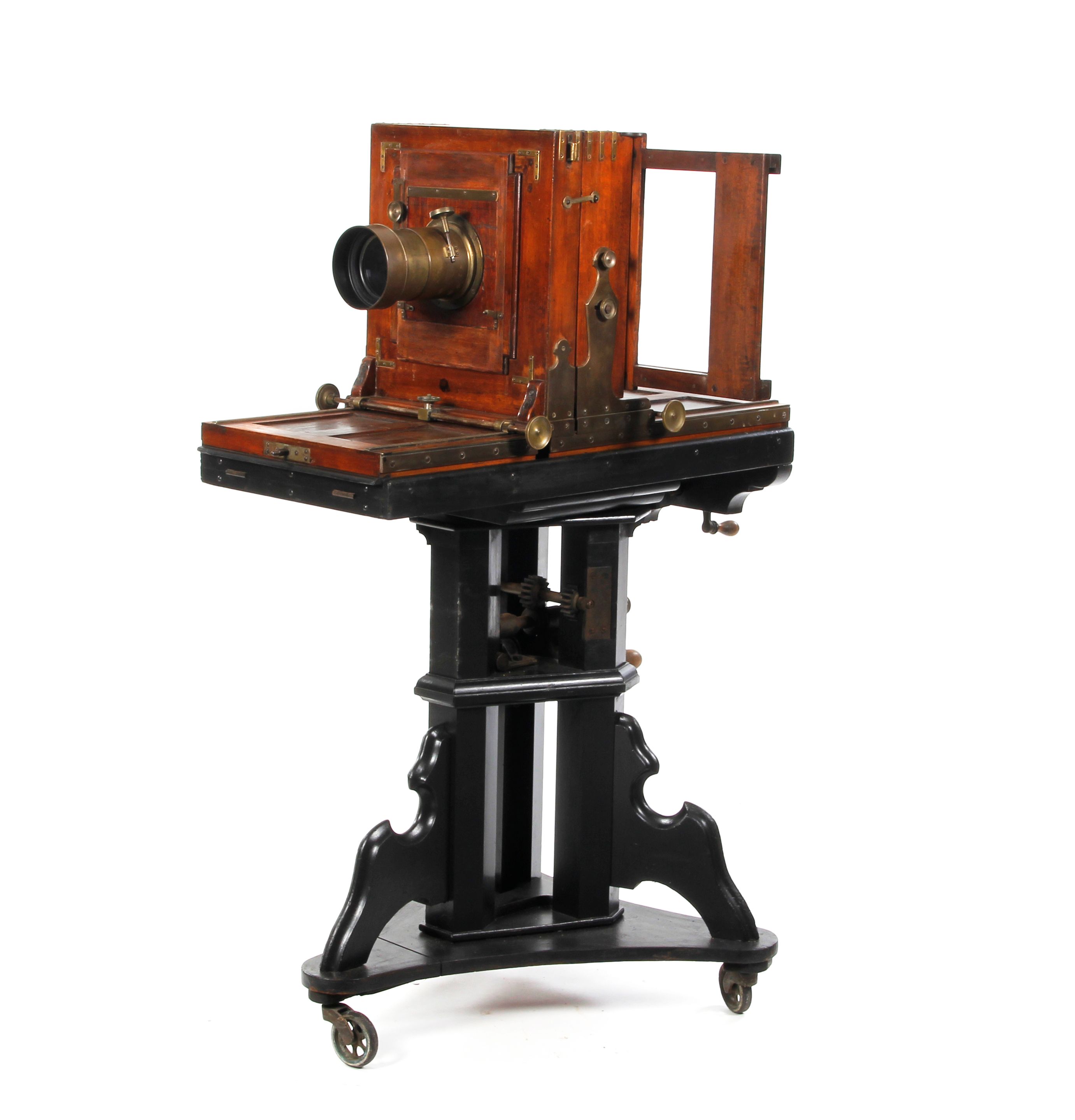 Bonhams : A mid-19th century mahogany studio camera on stand, Dallmeyer ...