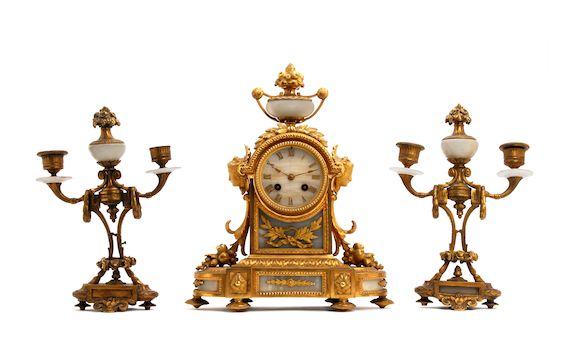 Bonhams : A mid 19th Century French gilt bronze mantel clock with ...